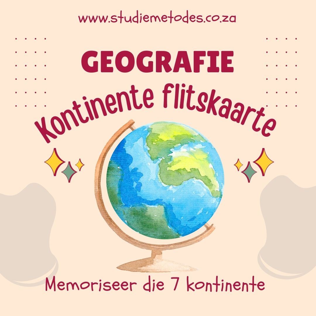 Geografie: Kontinente Flitskaarte - Studiemetodes