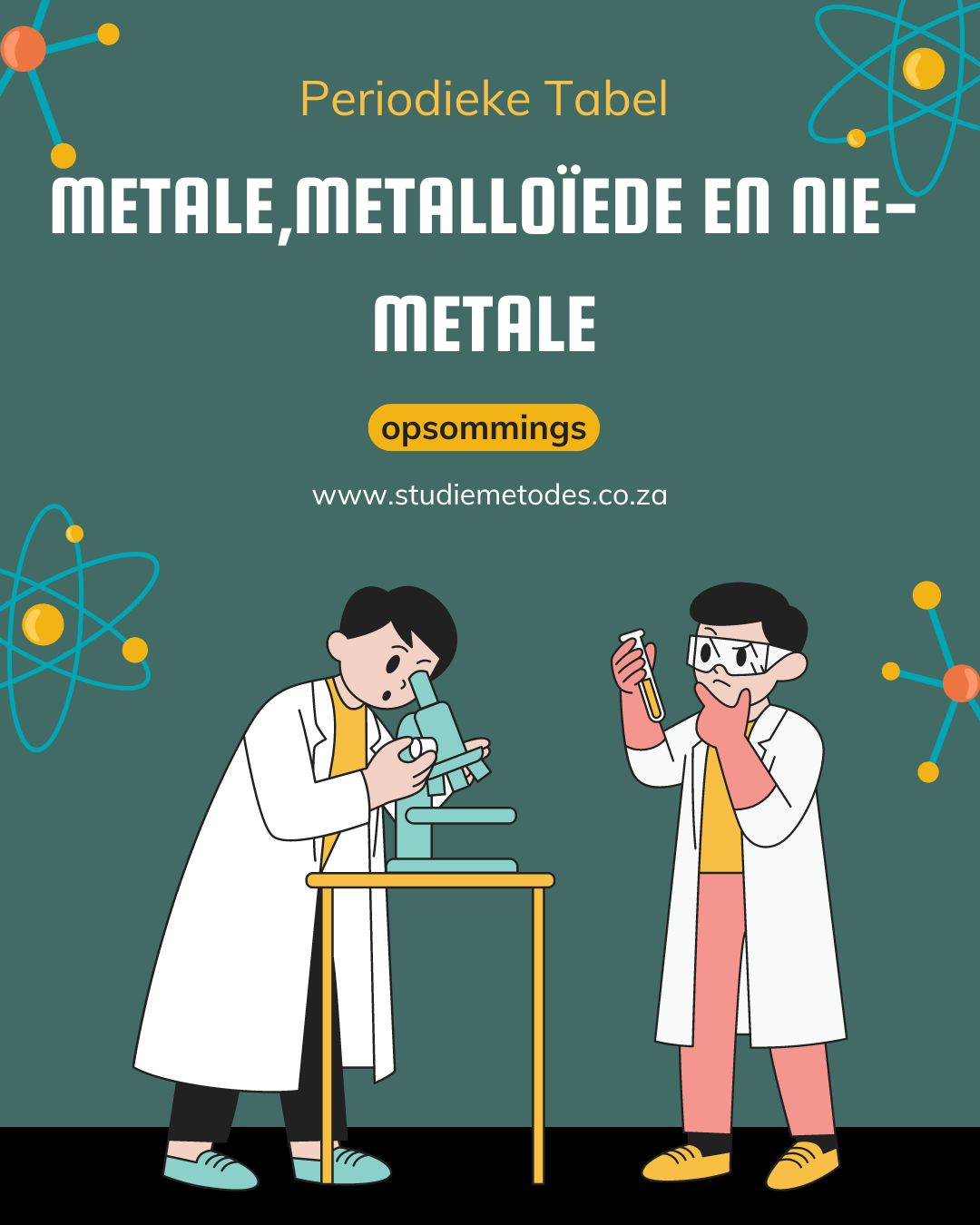 Periodieke Tabel: Metale, Metalloïede en Nie-metale: Lys en opsommings ...